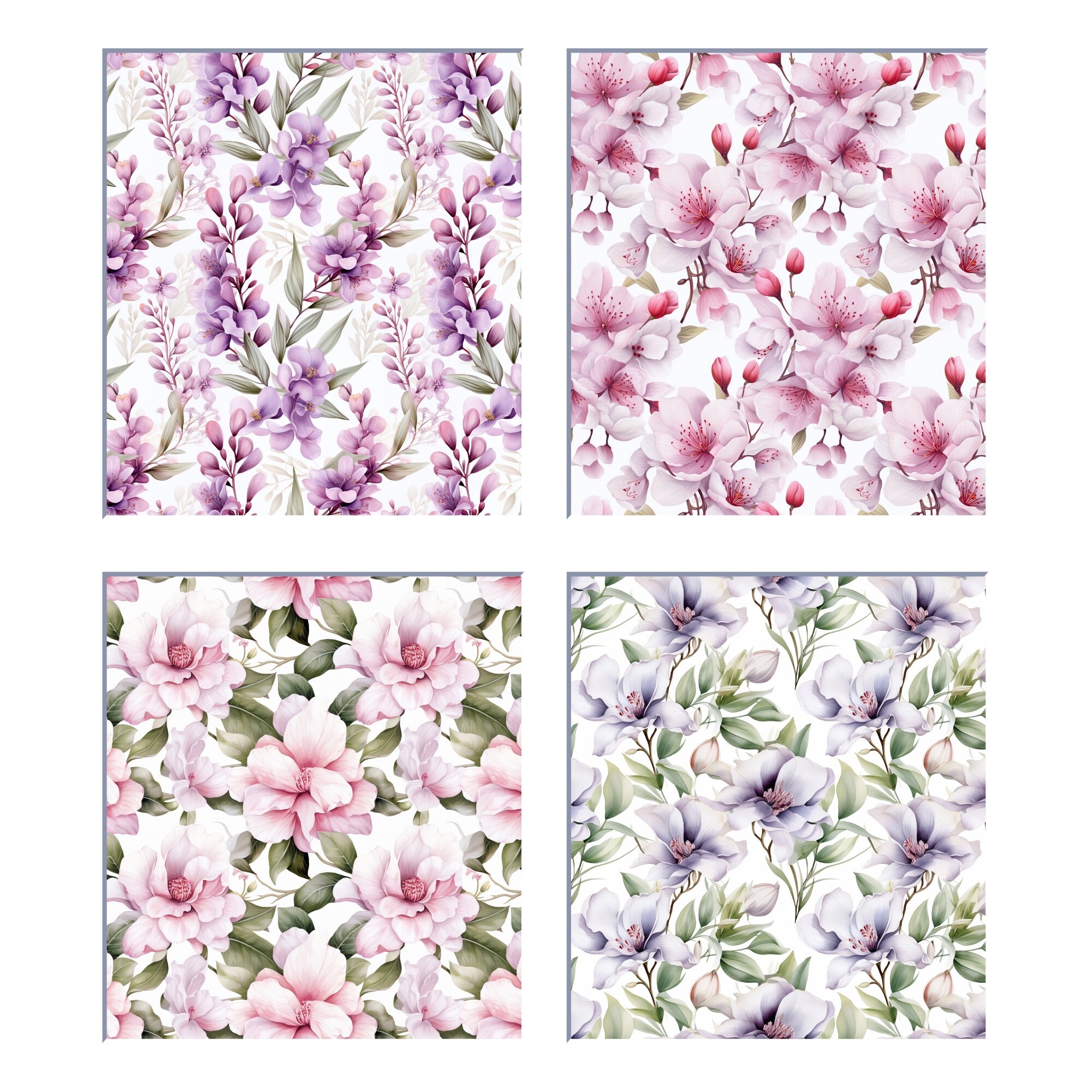 Wedding Flowers Digital Paper, Flower Designs for Wedding Stationery ...