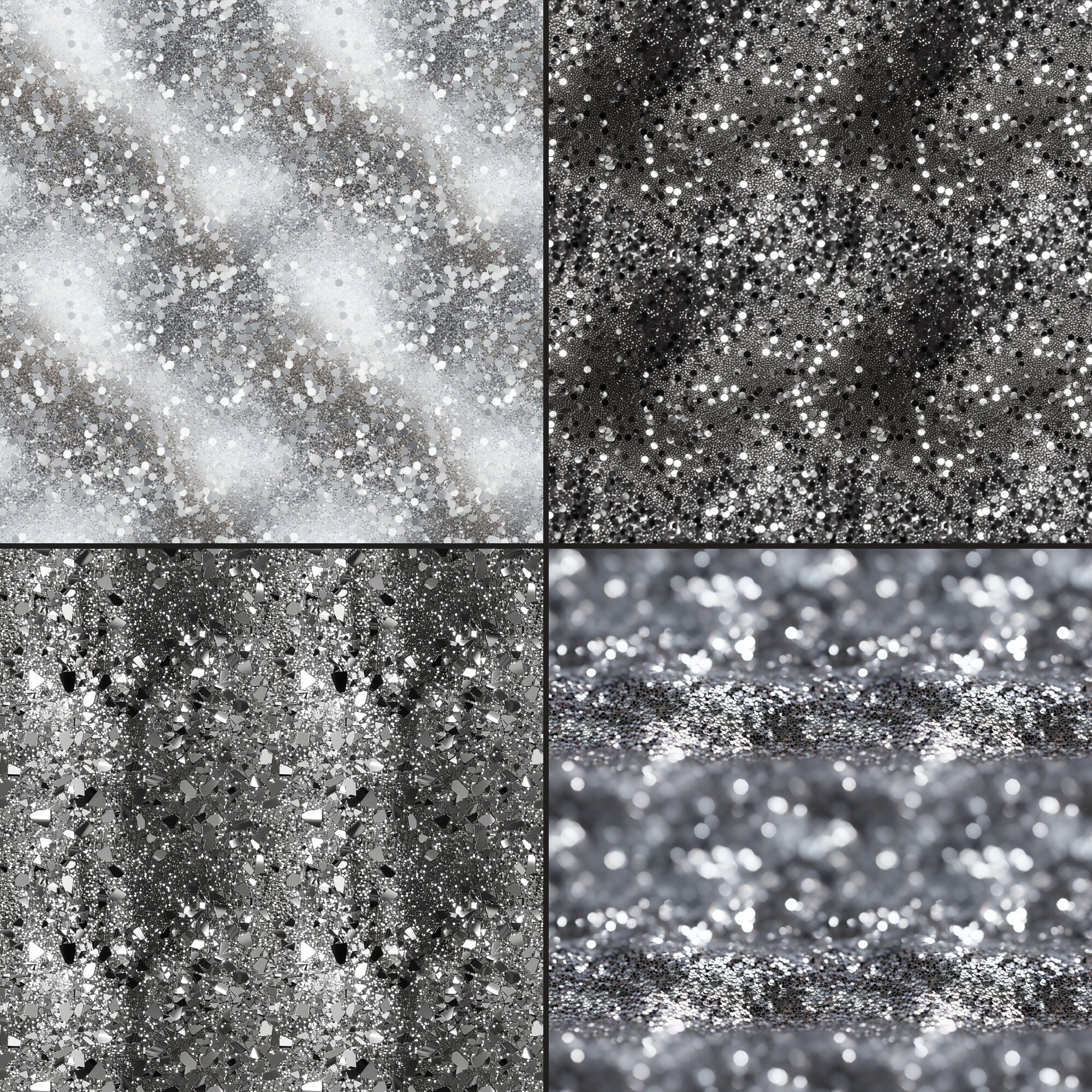 Seamless Silver Glitter Digital Paper, Commercial Use, Silver Glitter ...