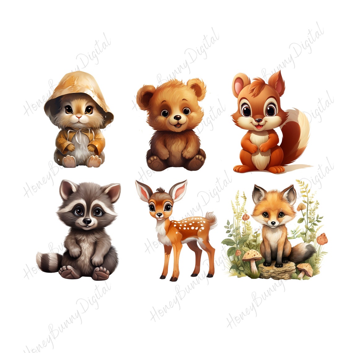 Baby Woodland Animals Clipart Watercolor, Transparent PNG, Nursery ...