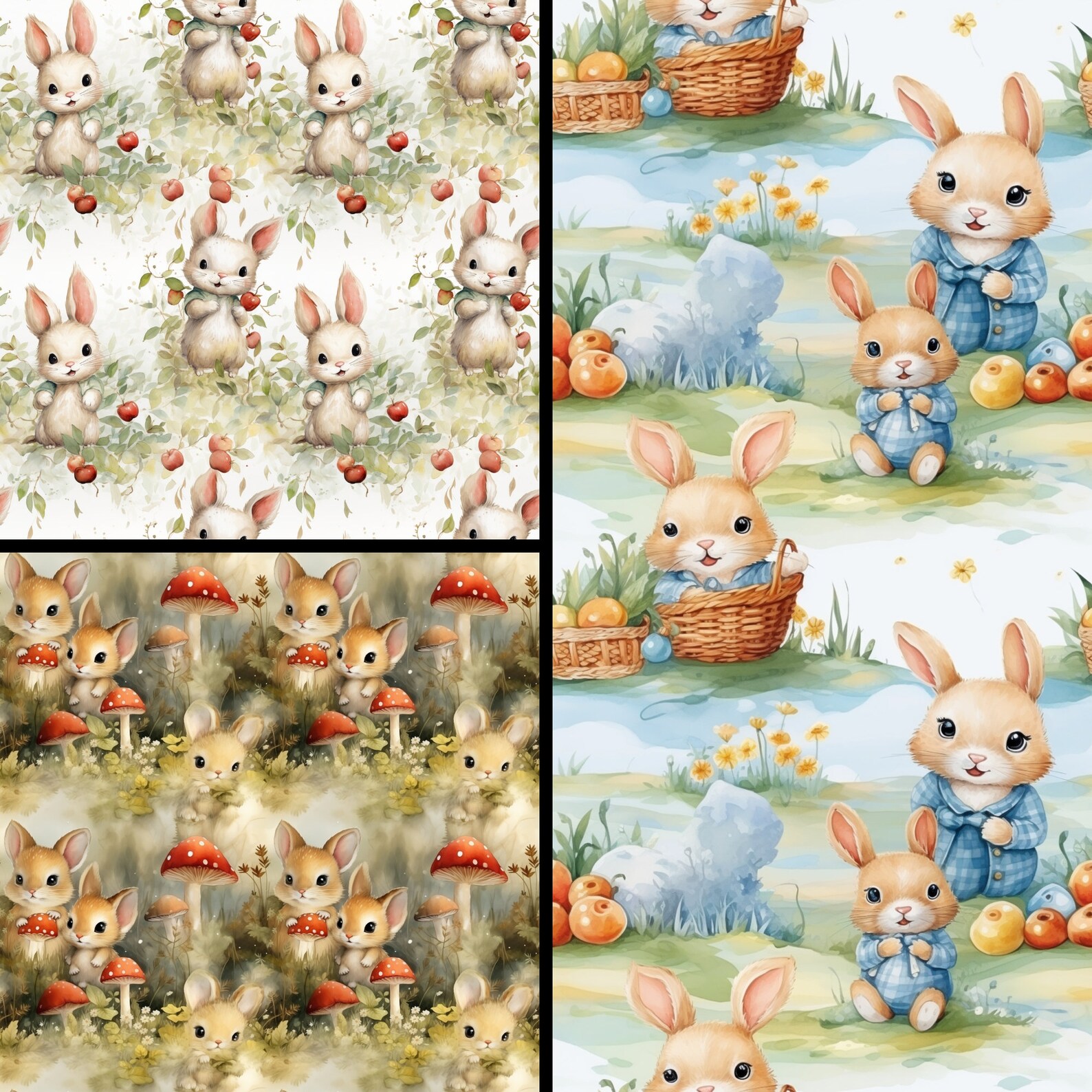 Easter Rabbit Digital Paper, Seamless Pattern, Scrapbooking, Crafting ...