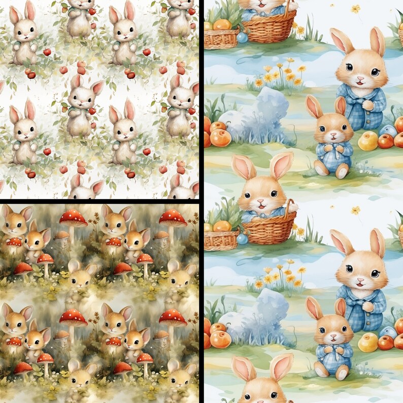 Easter Rabbit Digital Paper, Seamless Pattern, Scrapbooking, Crafting ...