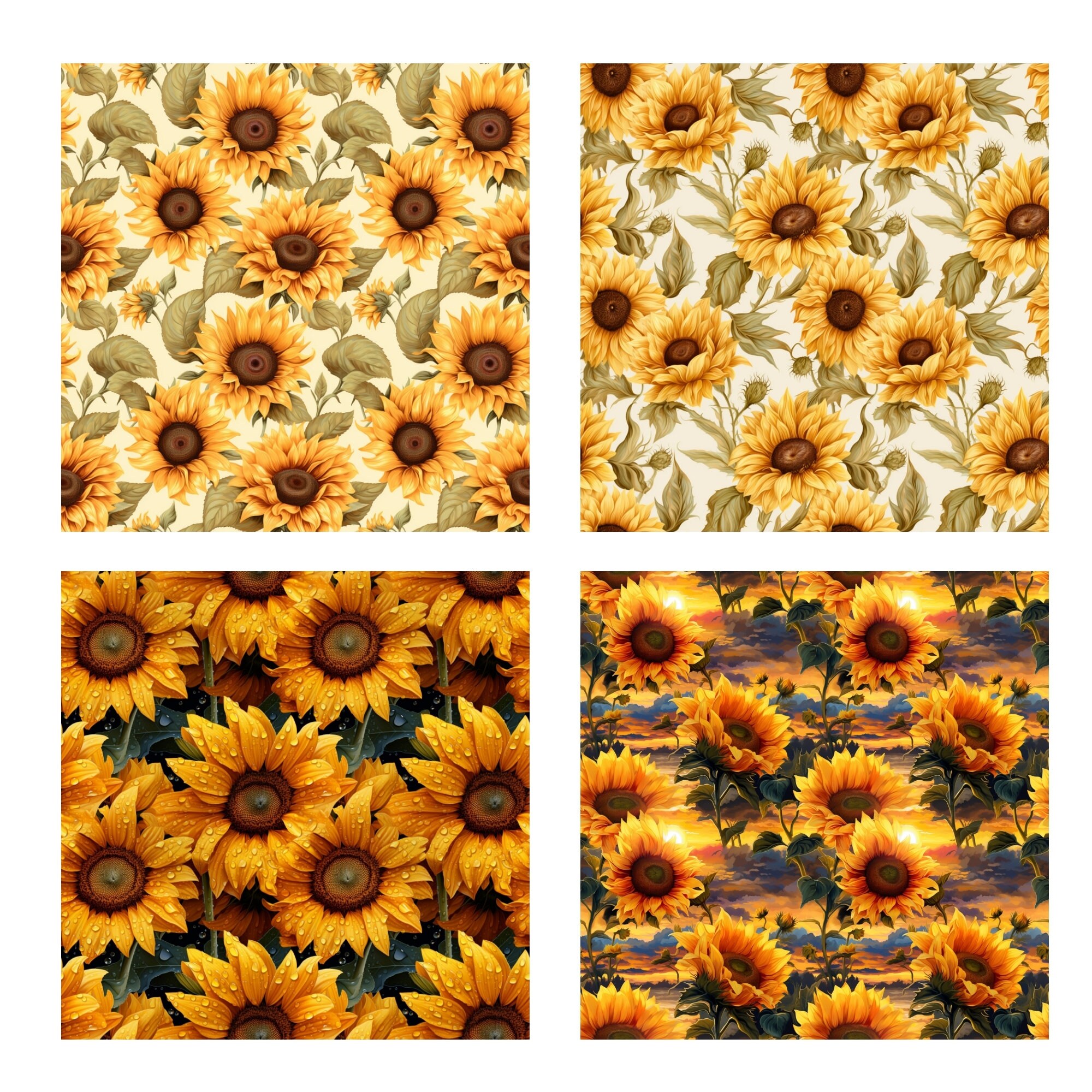 Watercolor Sunflower Digital Paper: Seamless Floral Pattern (commercial ...