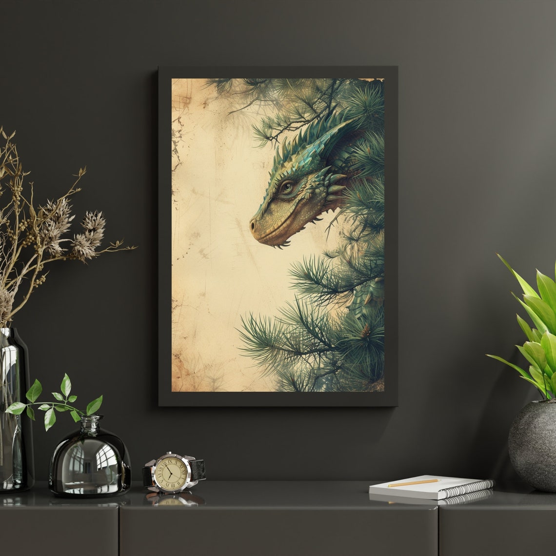 Fantasy Dragons Digital Paper, Printable Mystery Dragon Papers, Magical ...