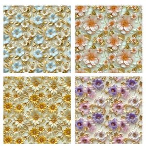 3D Pastel Floral Digital Paper, Pastel Flowers Digital Paper, Floral ...