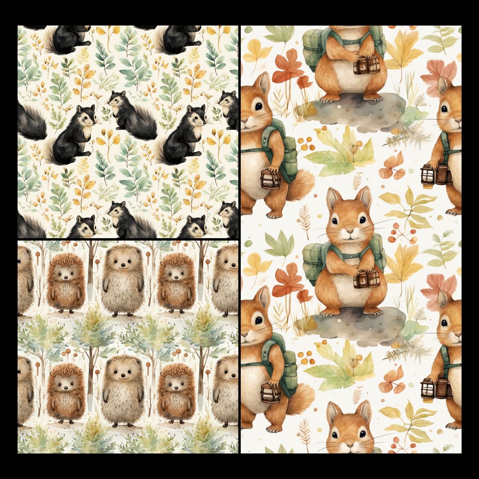 Watercolor Woodland Seamless Pattern Digital Paper Woodland - Etsy