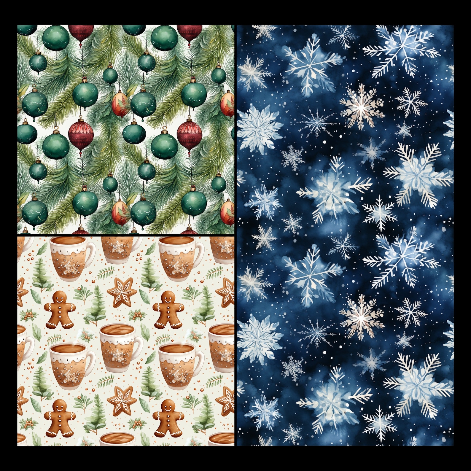 Watercolor Christmas Digital Paper, Seamless Printable Scrapbook Paper ...