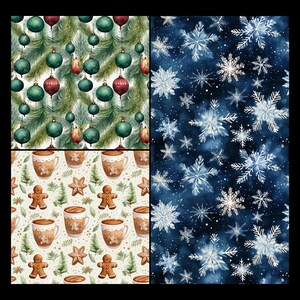 Watercolor Christmas Digital Paper, Seamless Printable Scrapbook Paper ...