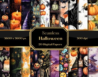 Wide Halloween Background Digital Wallpaper Orange and Black Pumpkins ...