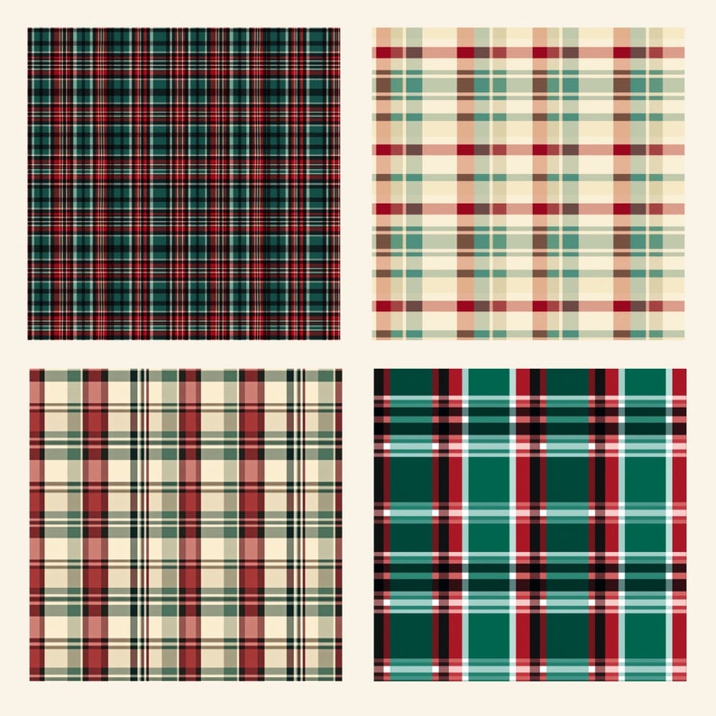 Christmas Plaid Digital Paper, Christmas Digital Paper, Scrapbook Paper ...