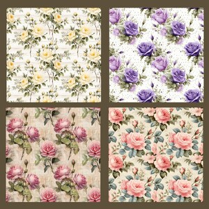 Shabby Chic Roses Digital Paper, Elegant Seamless Pattern for ...