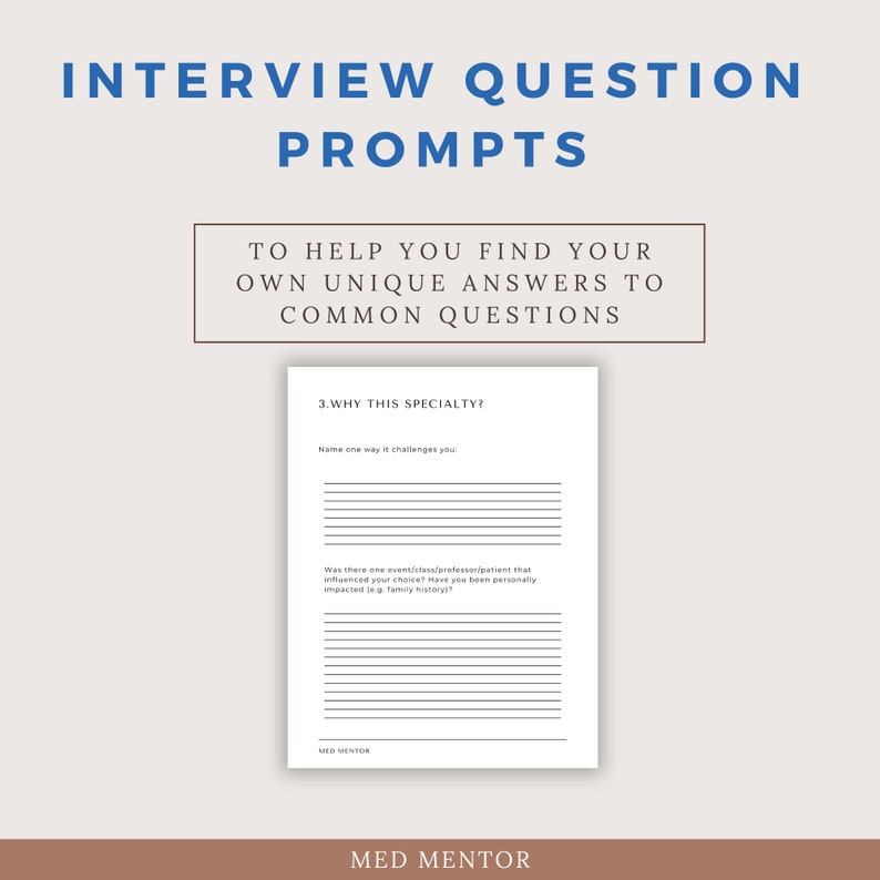 Medical Residency Interview Question Workbook and Prep Guide - Etsy