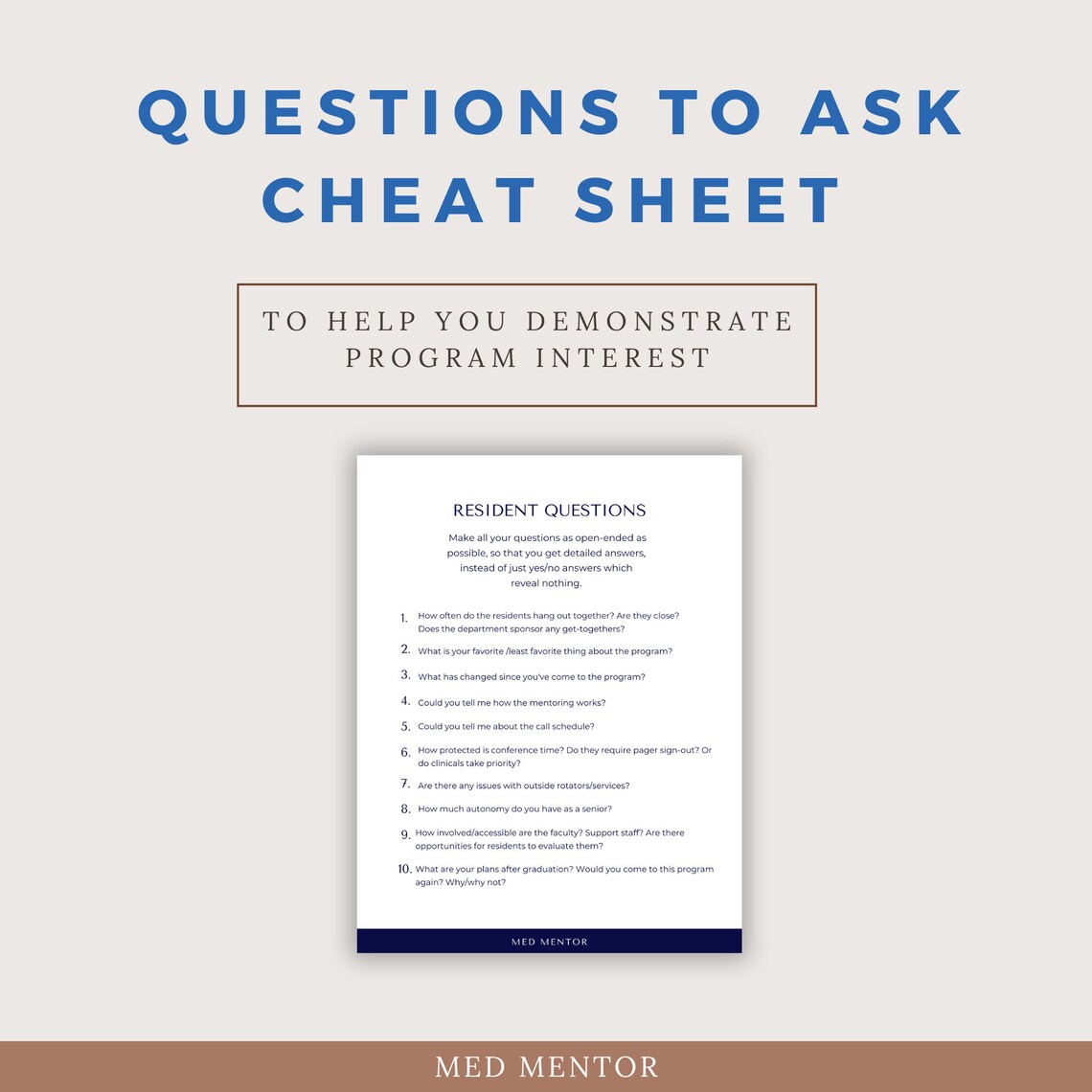 Medical Residency Interview Question Workbook and Prep Guide - Etsy