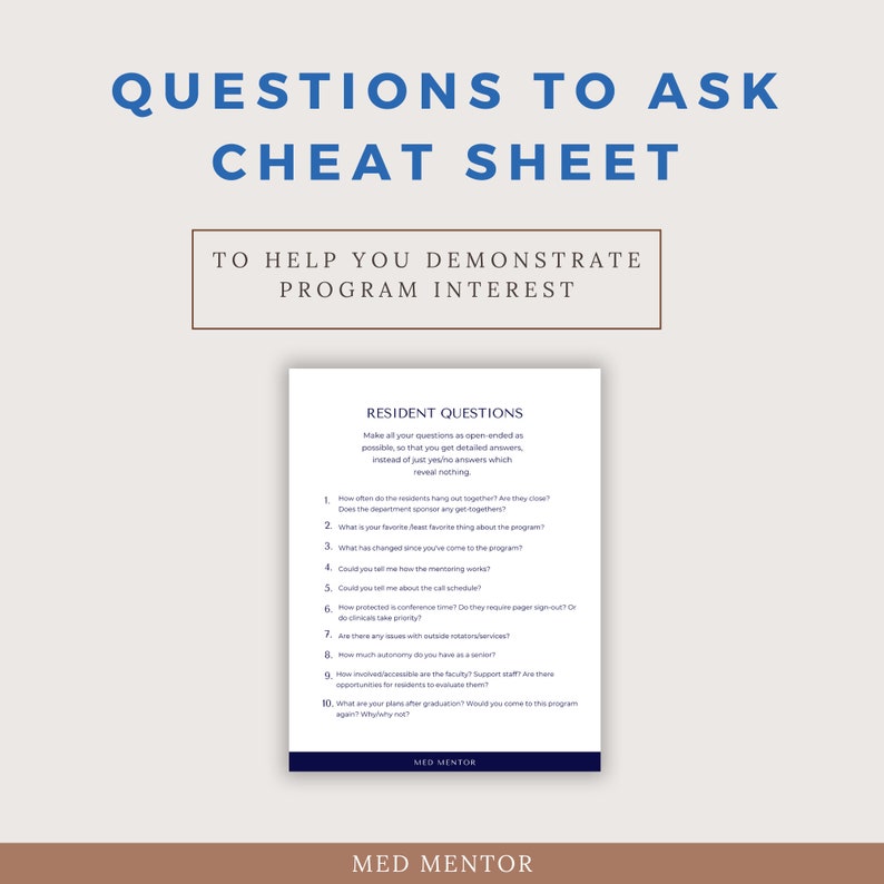 Medical Residency Interview Question Workbook and Prep Guide - Etsy