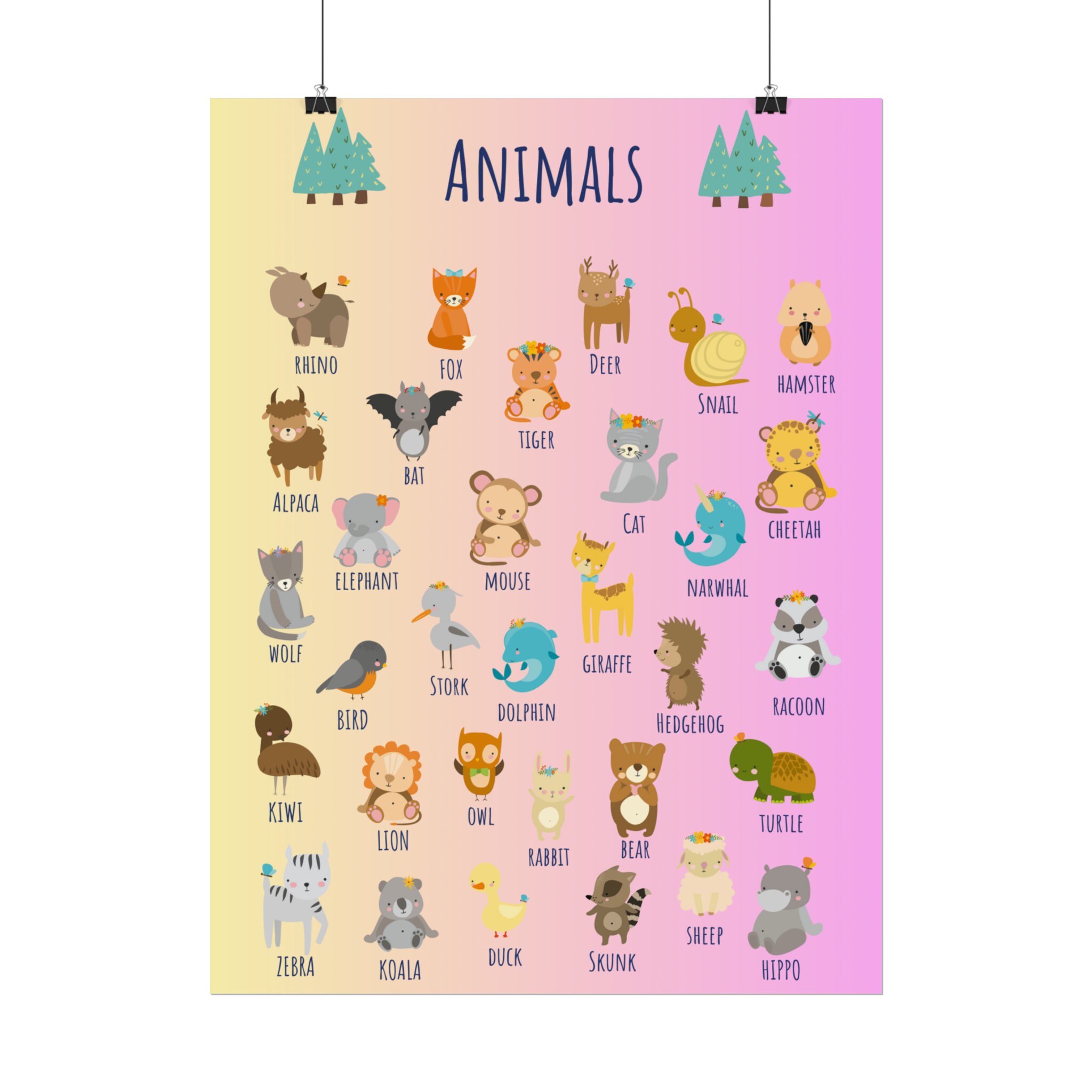 Animals Alphabet Chart, Teach Your Children About Animals in Colorful ...