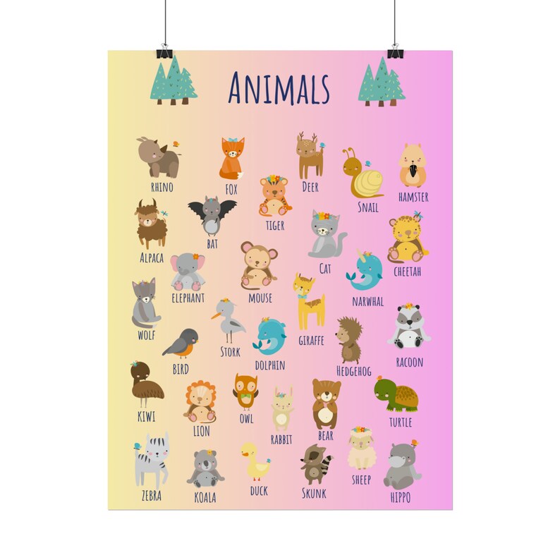 Animals Alphabet Chart, Teach Your Children About Animals in Colorful ...