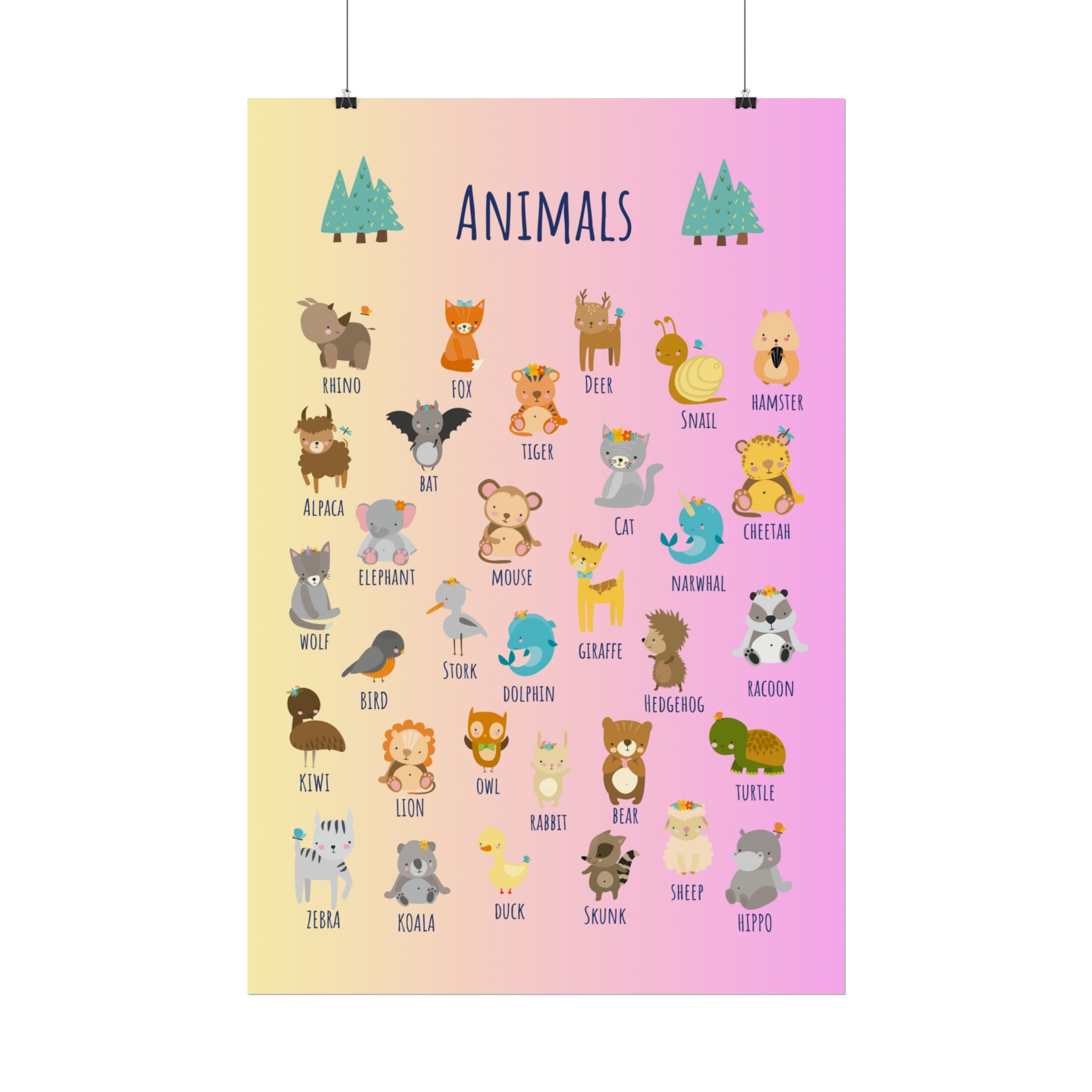 Animals Alphabet Chart, Teach Your Children About Animals in Colorful ...