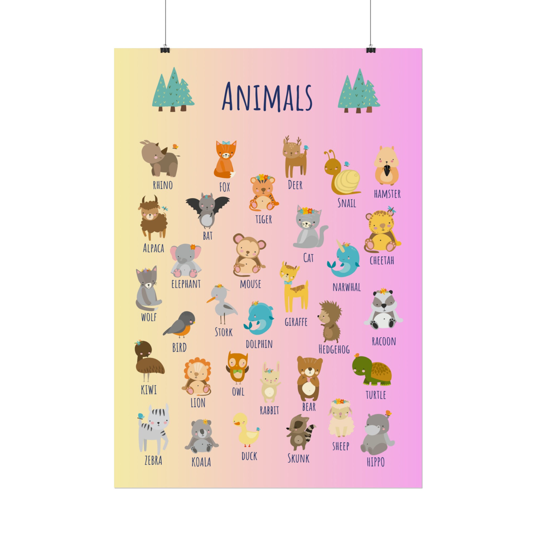 Animals Alphabet Chart, Teach Your Children About Animals in Colorful ...