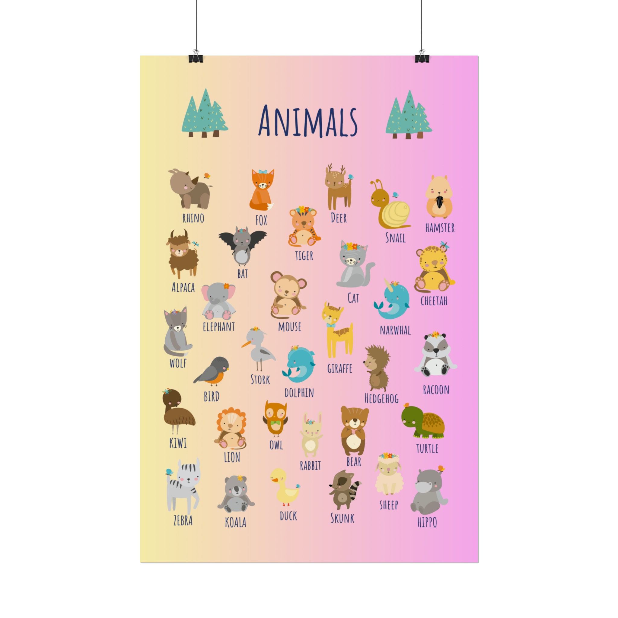 Animals Alphabet Chart, Teach Your Children About Animals in Colorful ...