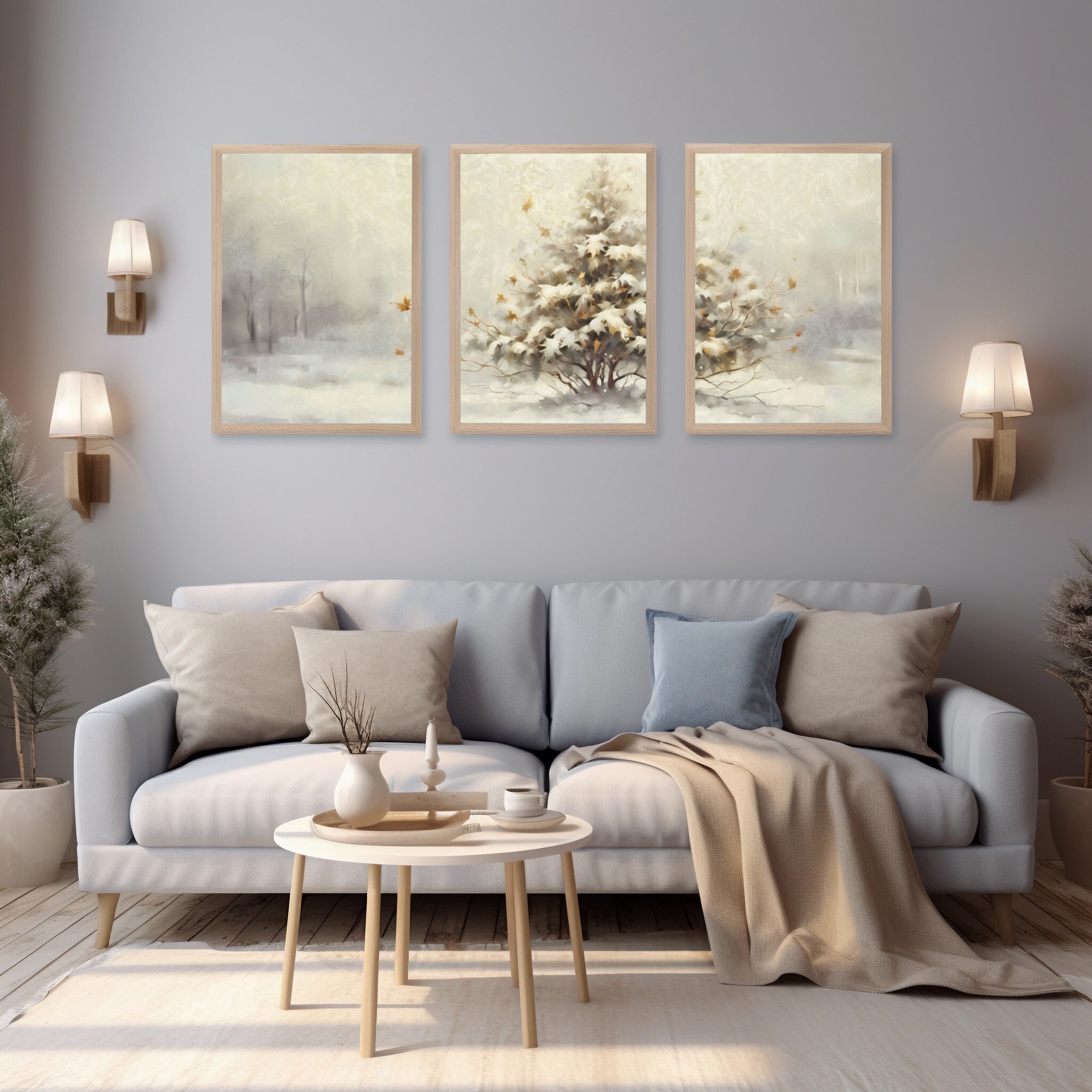 Christmas Tree Art 3 Piece Vintage Wall Art, Christmas Tree Set of 3 ...