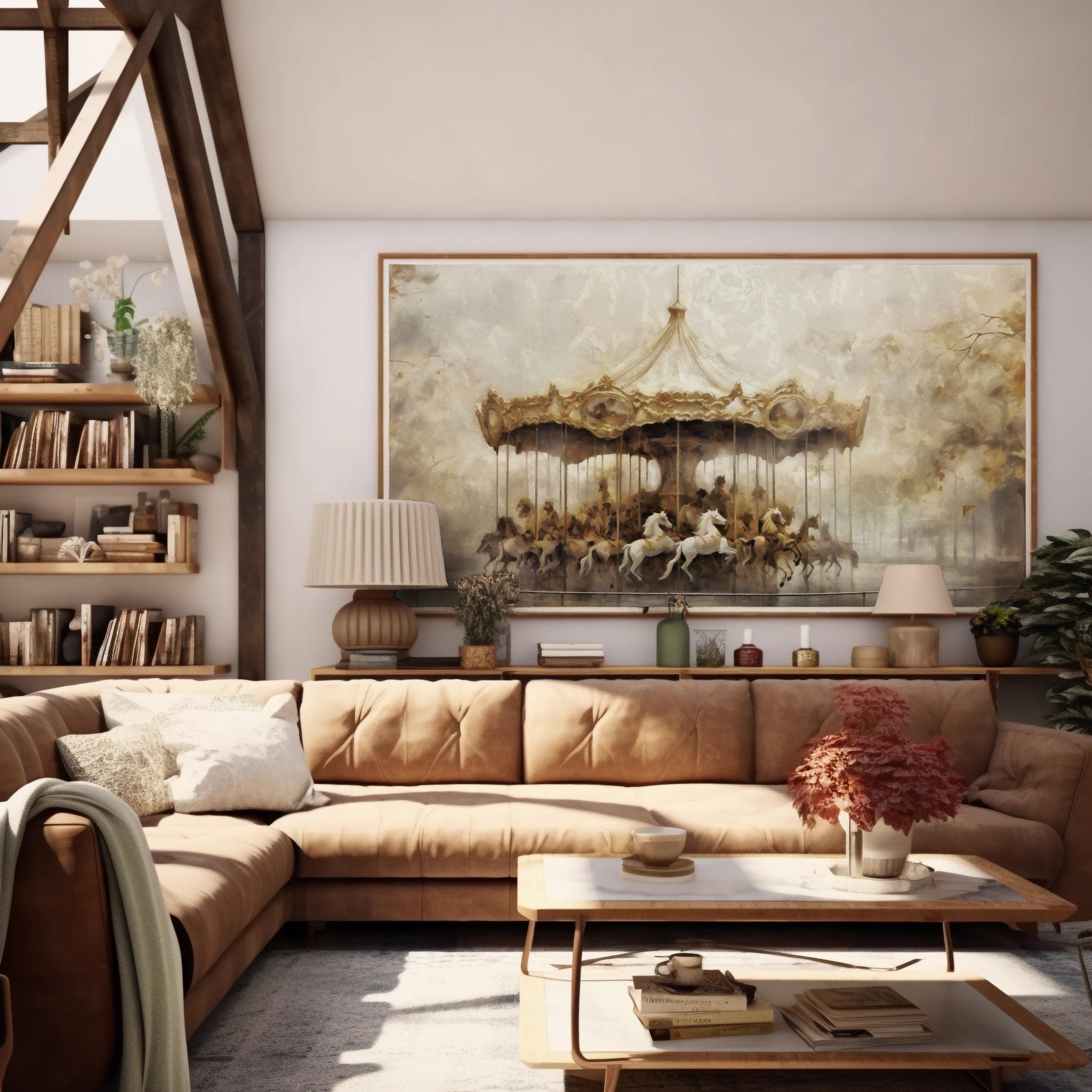 Carousel Art 3 Piece Vintage Wall Art, Carousel Set of 3 Prints ...