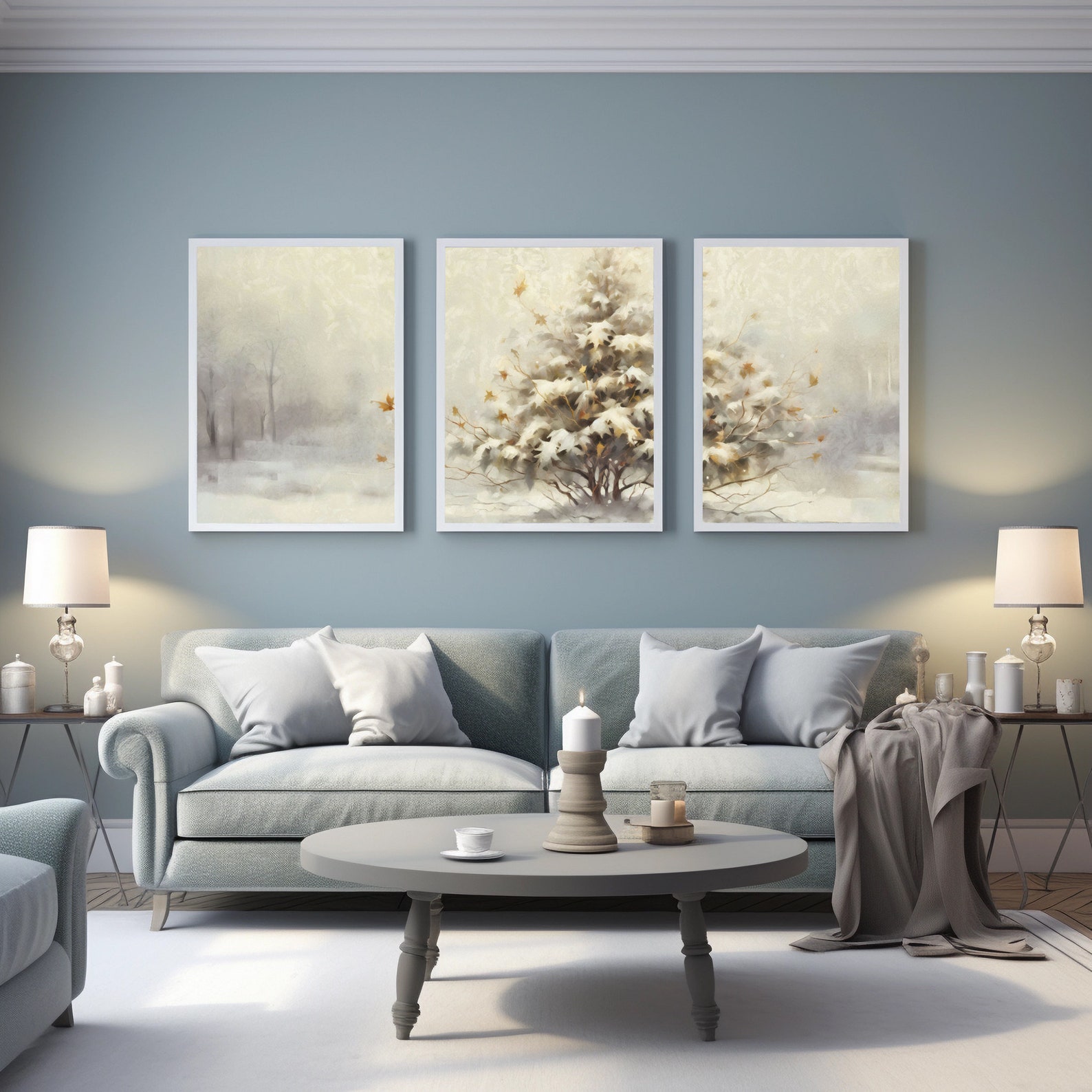Christmas Tree Art 3 Piece Vintage Wall Art, Christmas Tree Set of 3 ...