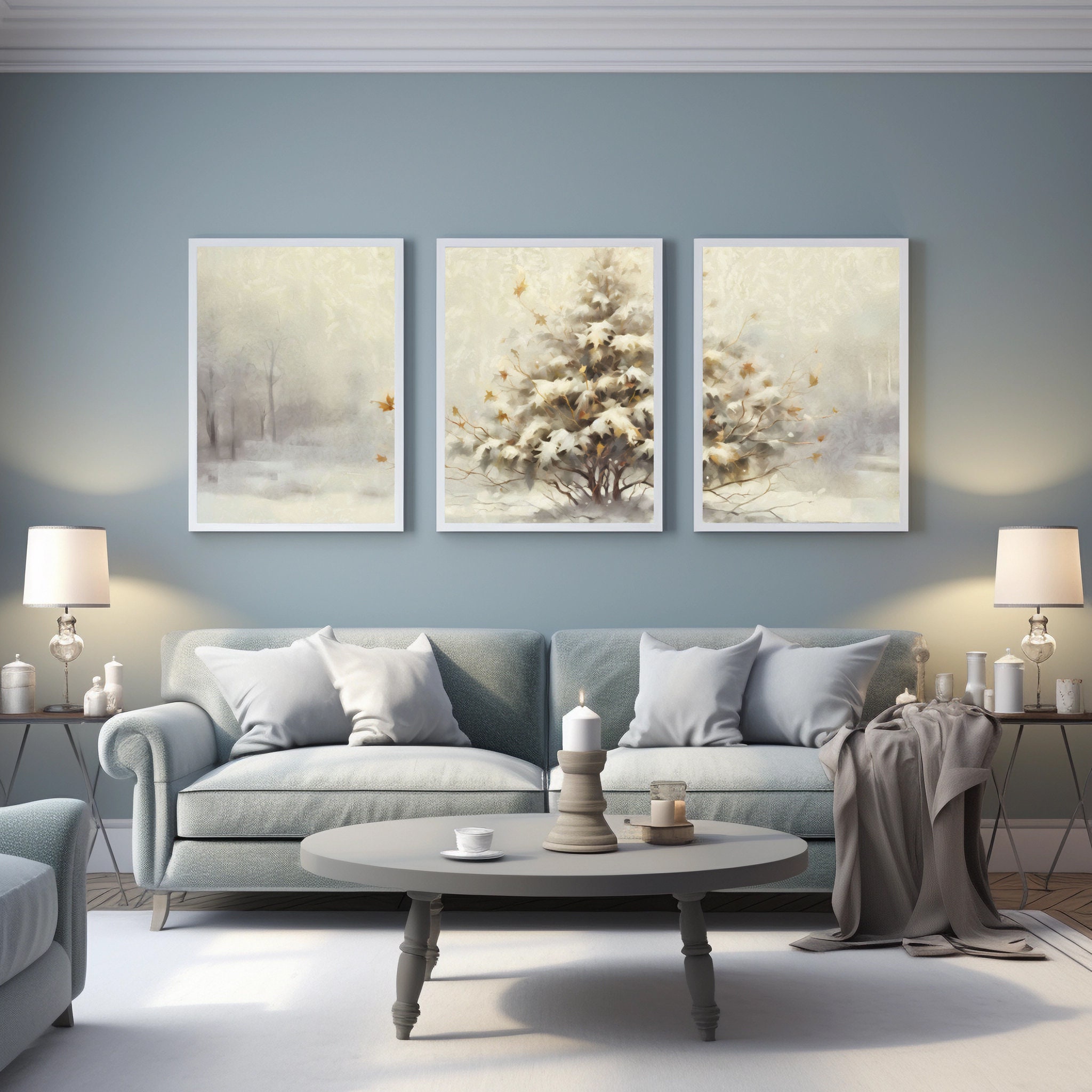 Christmas Tree Art 3 Piece Vintage Wall Art, Christmas Tree Set of 3 ...