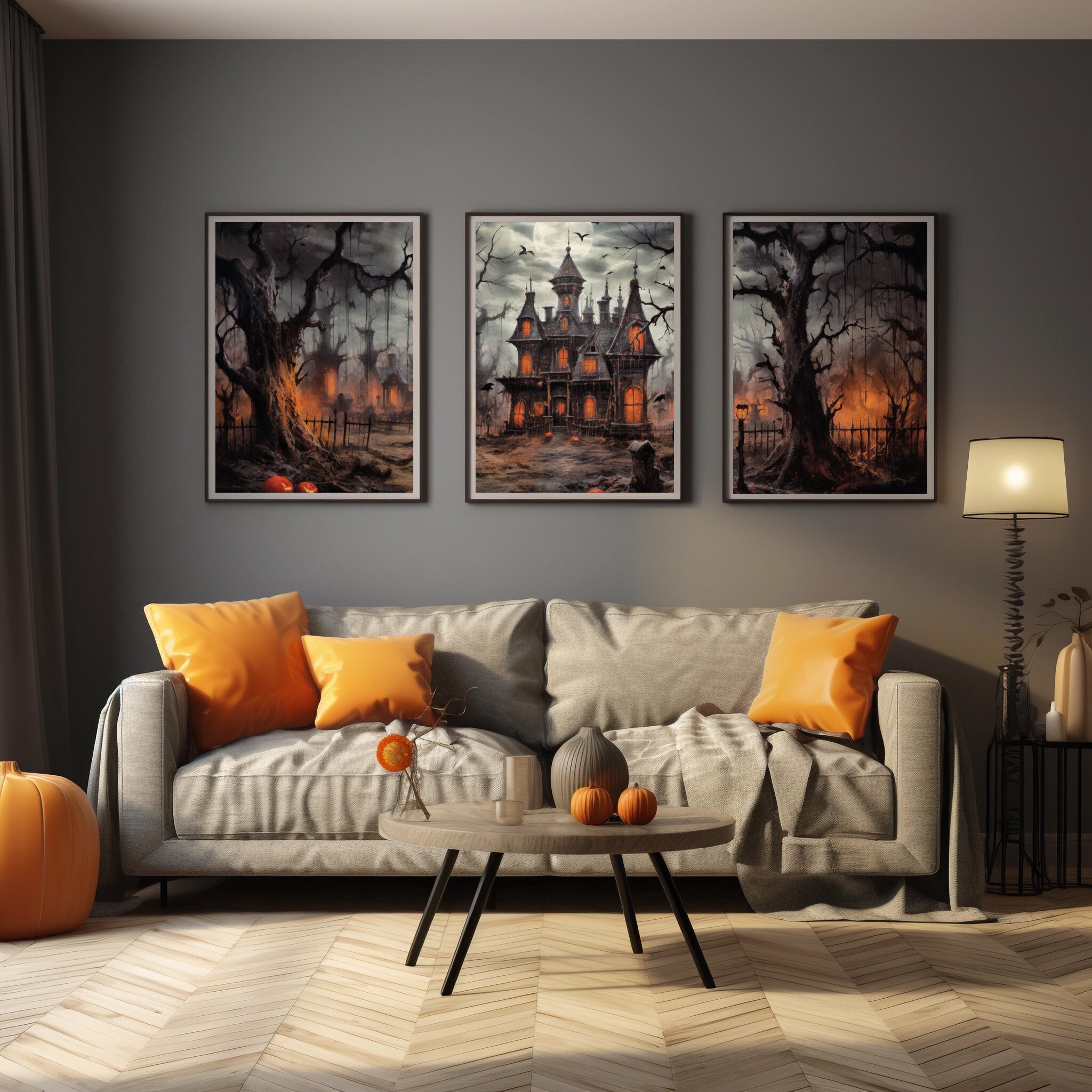 Haunted Mansion 3 Piece Vintage Wall Art Halloween Set of 3 - Etsy