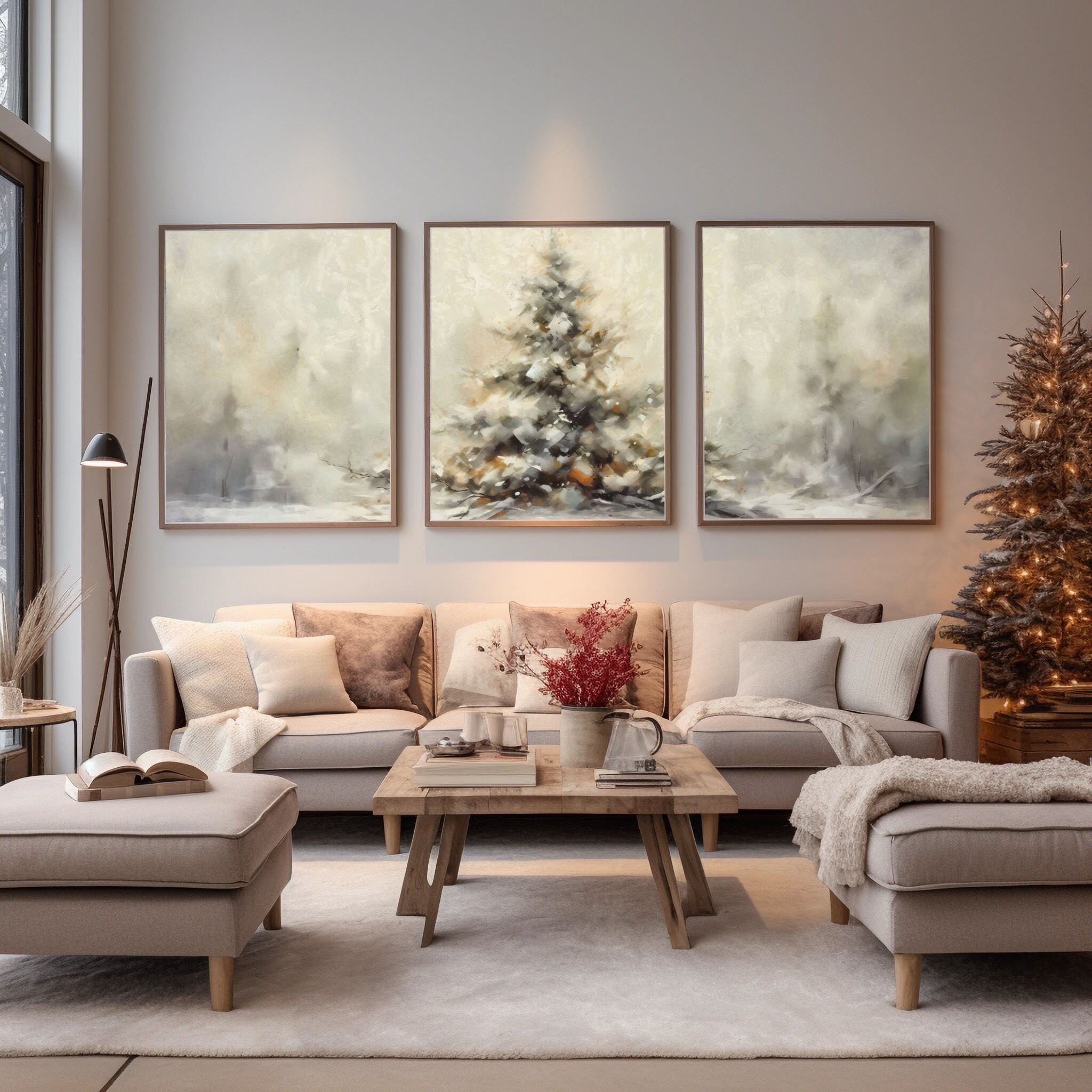 Christmas Tree Art 3 Piece Vintage Wall Art Christmas Tree - Etsy