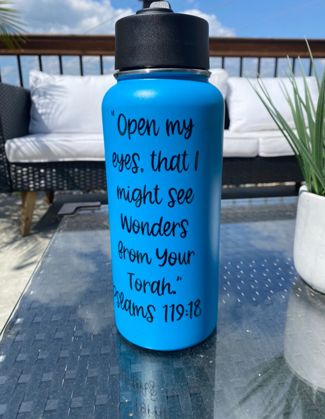 Light Blue Scripture Water Bottle - Etsy