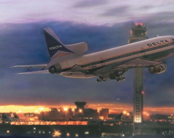 Delta Airlines Lockheed L-1011 Aircraft Hand Carved Mahogany Wood Replica Desktop Display ...