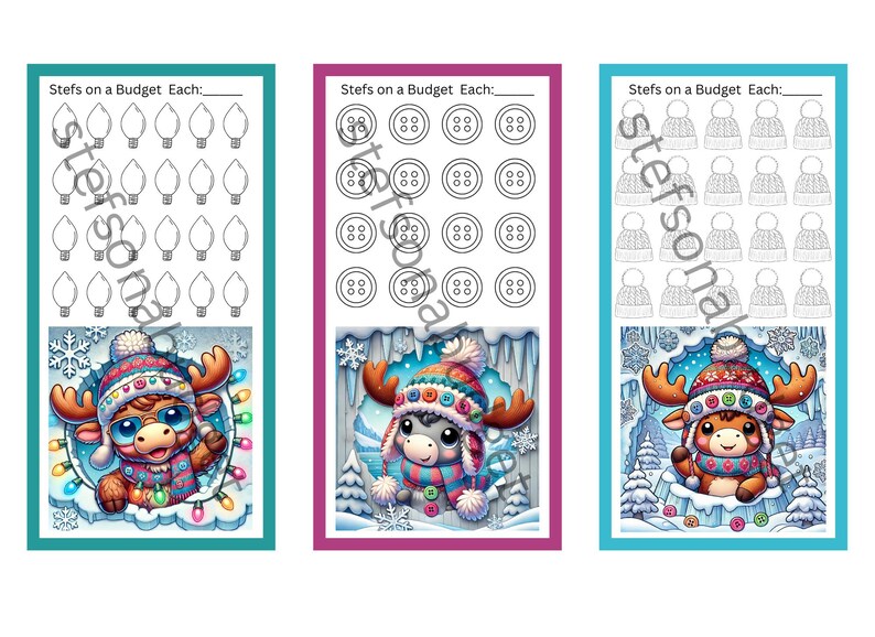 Winter Moose Mini Savings Challenges - Printable PDF - Etsy