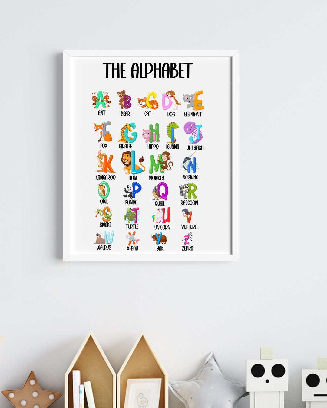 Animal Alphabet Poster A-Z Kids Classroom Printable Educational Wall ...
