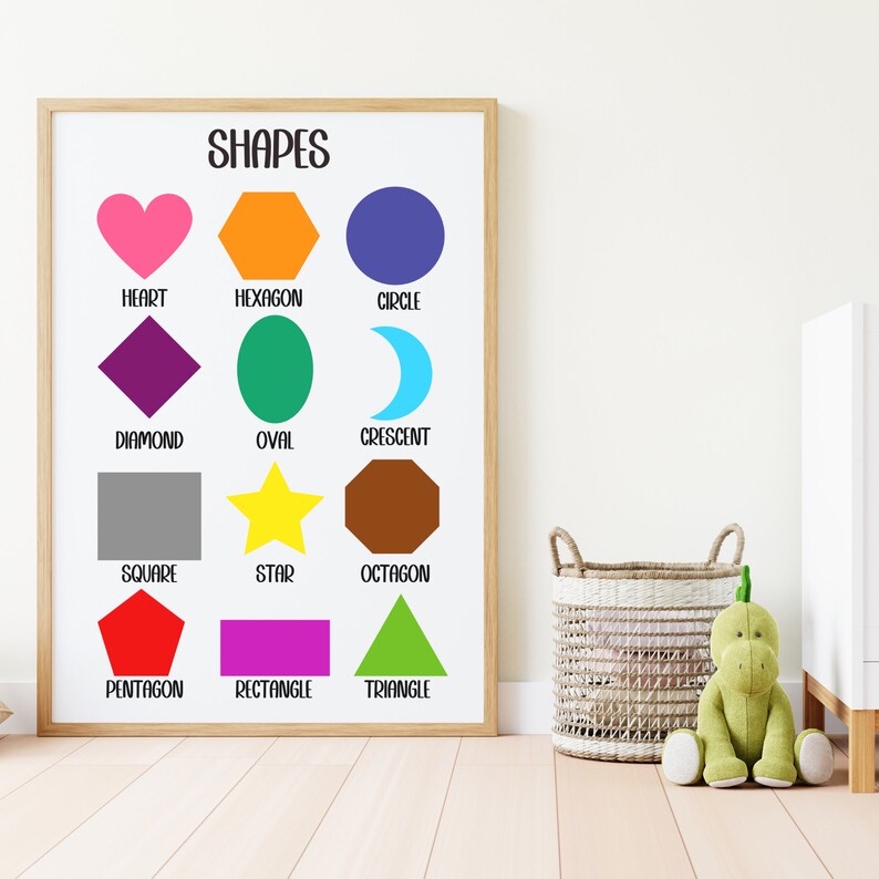 Colorful Printable Geometric Shapes Educational Wall Art Learning Shape ...