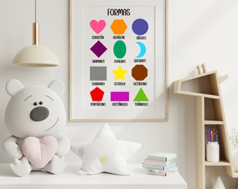 Printable Geometric Shapes Educational Wall Art Learning Shapes Shapes ...