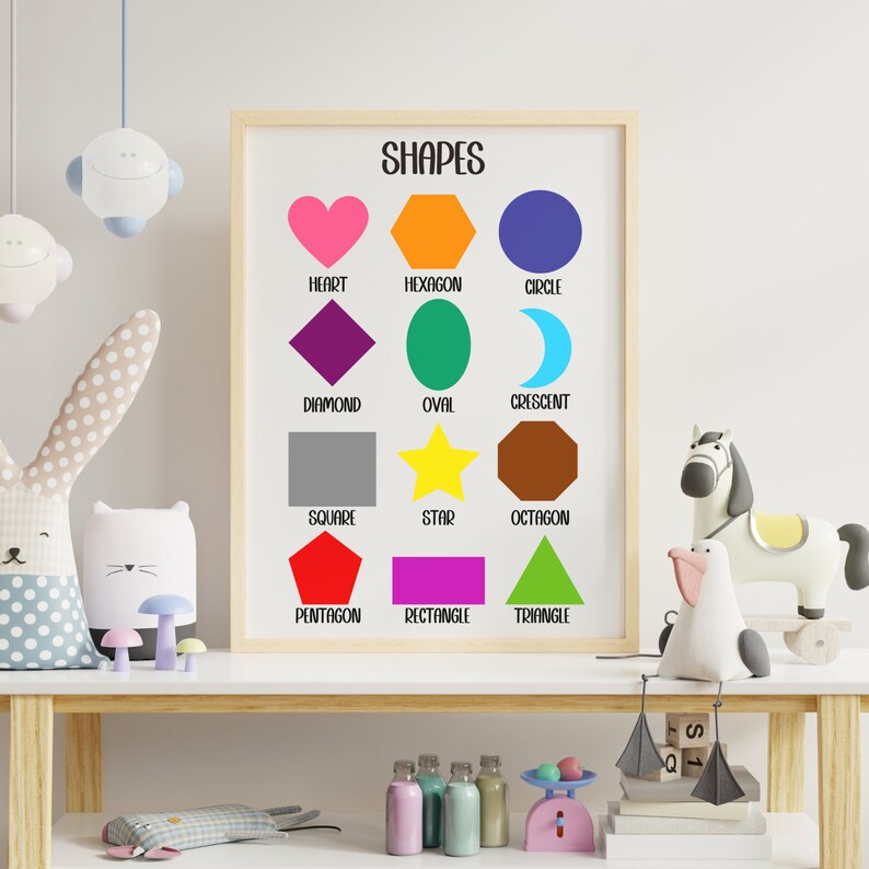 Colorful Printable Geometric Shapes Educational Wall Art Learning Shape ...