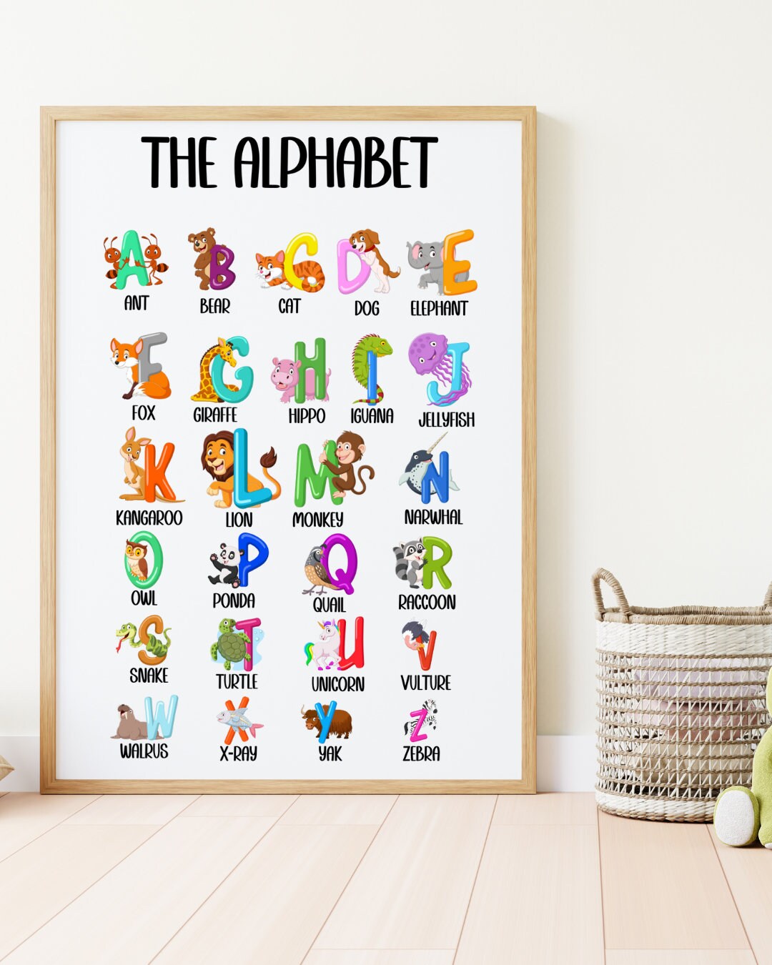 Animal Alphabet Poster A-Z Kids Classroom Printable Educational Wall ...