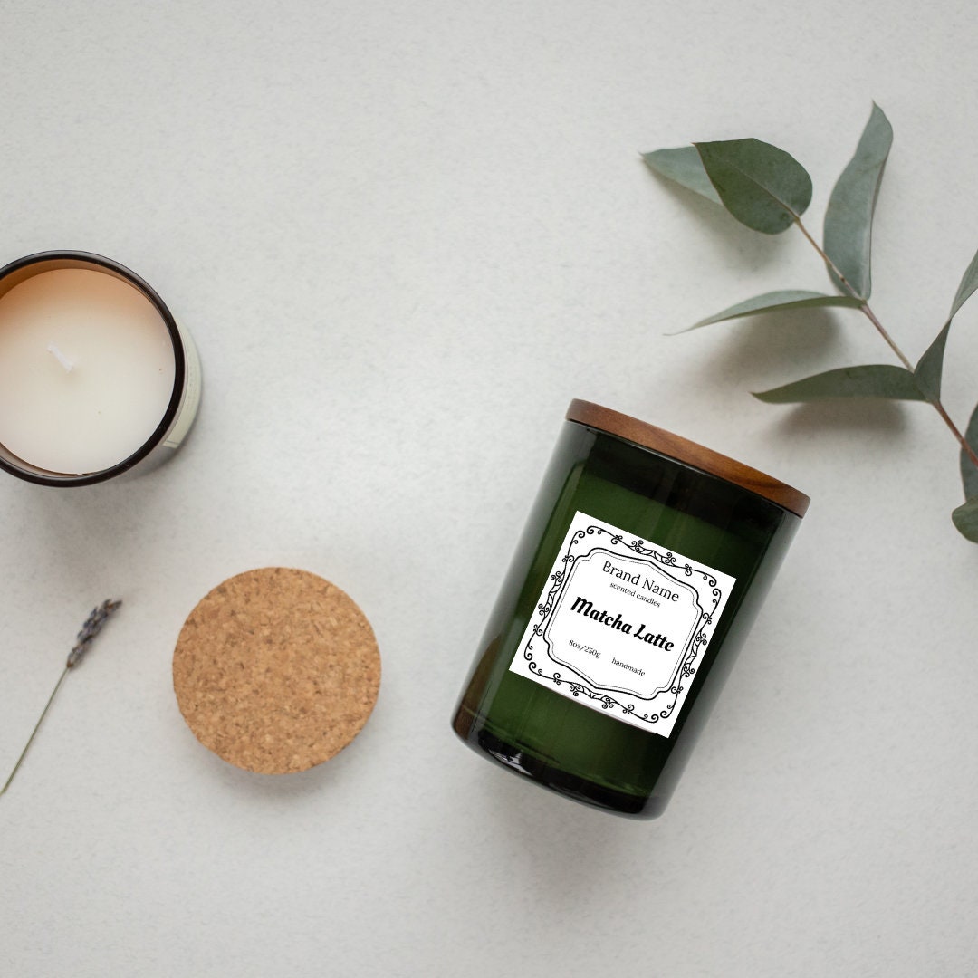 Elegant Swirl Candle Label Canva Template - Etsy