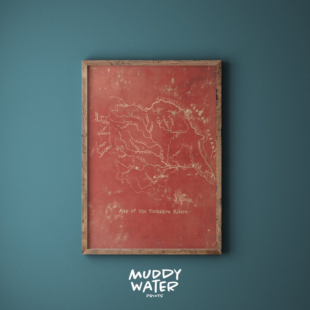 Vintage Book Cover Print Map of the Yorkshire Rivers - Etsy