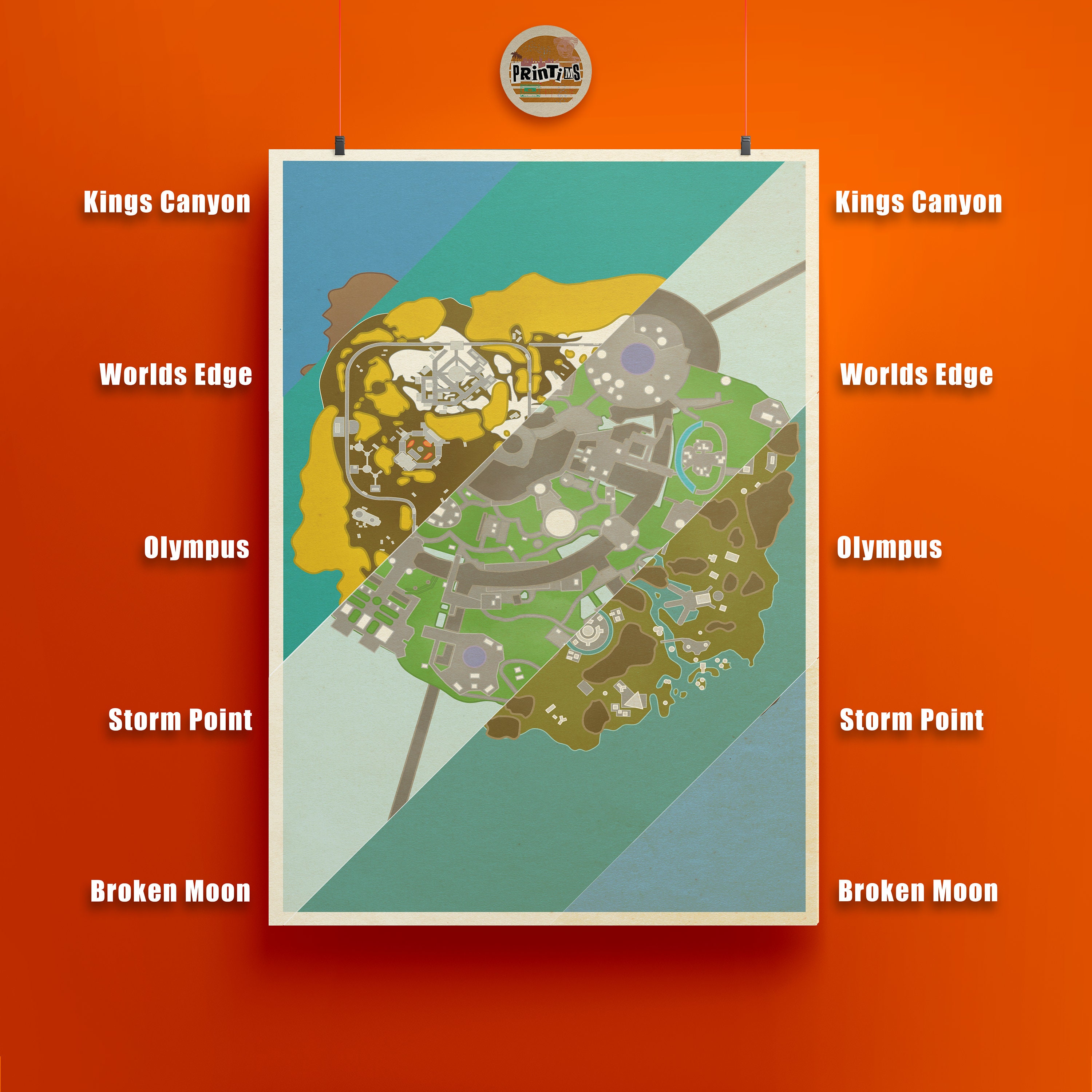 Apex Legends - Map Posters | Kings Canyon, Worlds Edge, Olympus, Storm ...