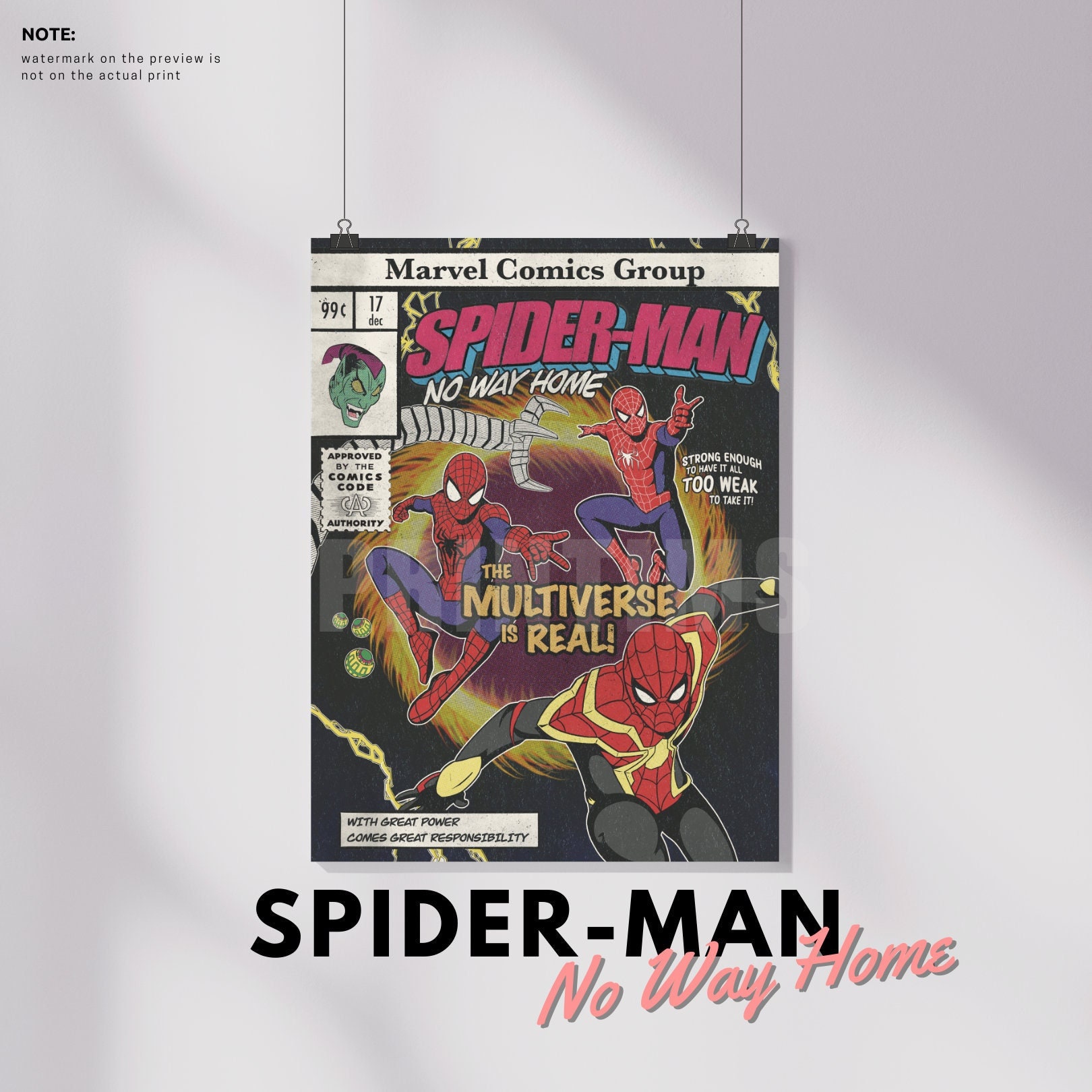 Spider-man No Way Home Poster | Marvel Print | Retro Poster | Comic ...
