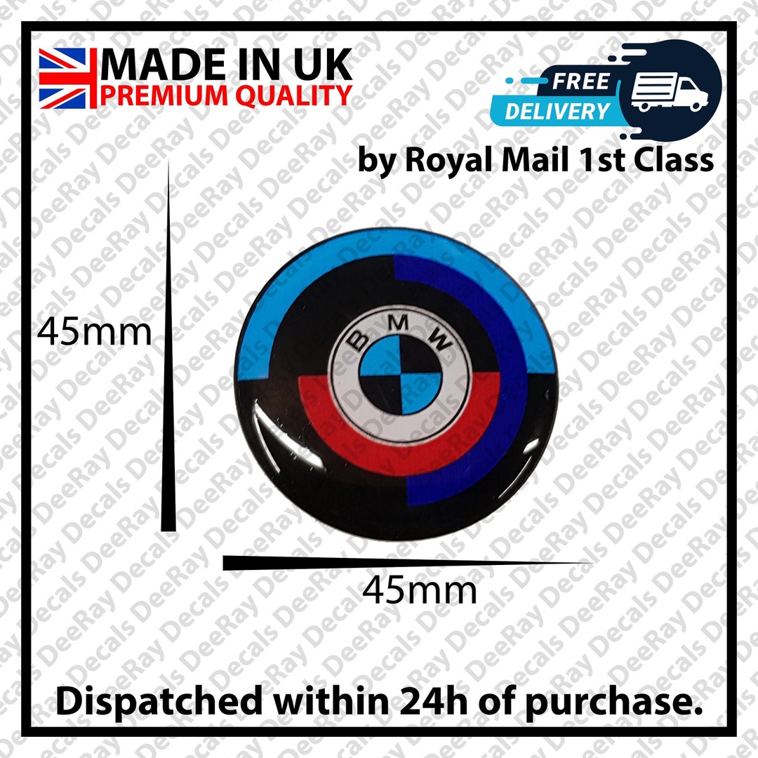 45mm BMW 50th Anniversary Logo Gel Badge Gloss Domed Resin Emblem Decal ...