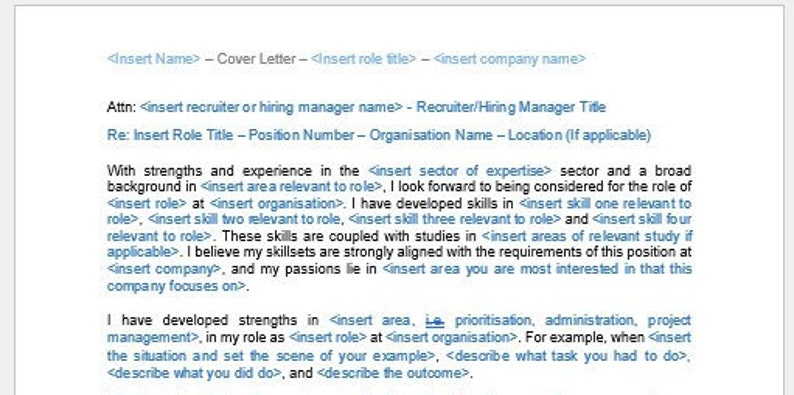 Cover Letter Template - Etsy