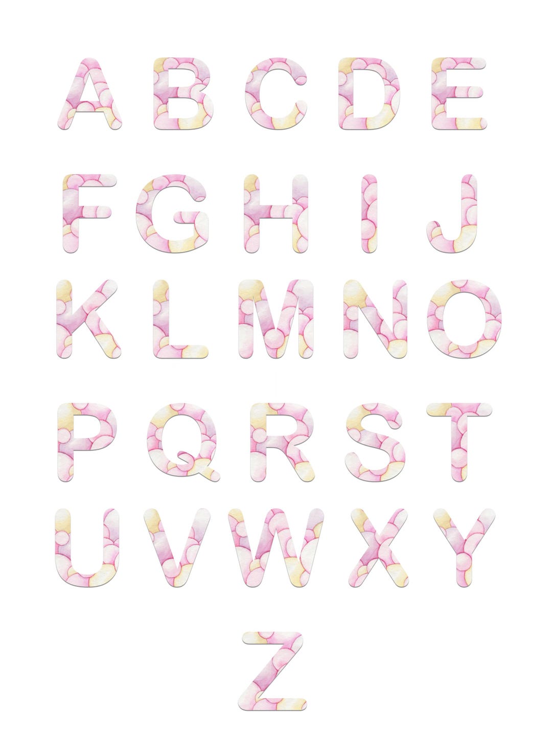 Pink Abstract Alphabets and Numbers Clipart Kids Doodle Printable PNG ...