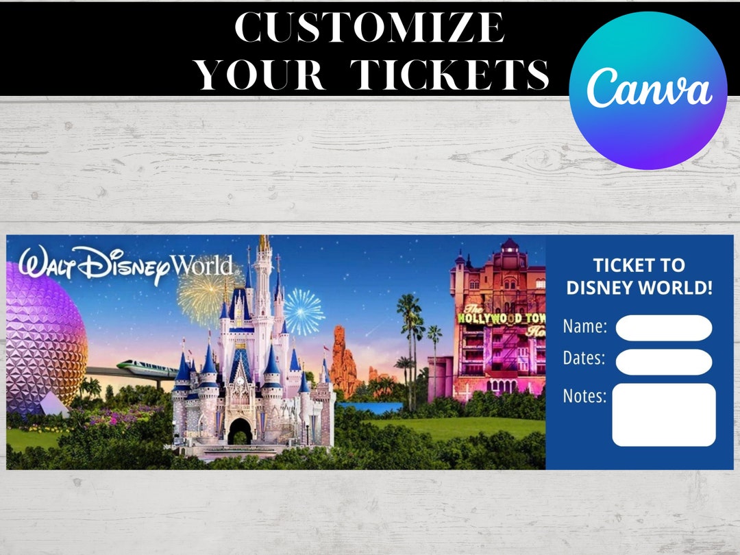 Theme Park Printable Ticket Printable Epcot Tickets Ticket - Etsy Australia