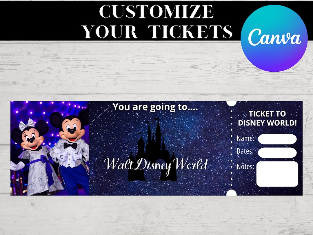 Theme Park Printable Ticket Printable Epcot Tickets Ticket - Etsy Canada
