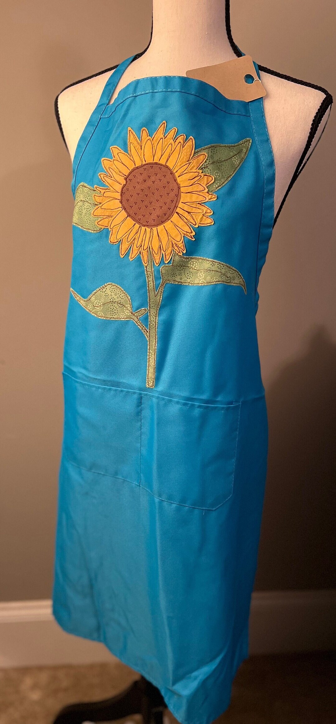 Apron With Raw Edge Appliquéd Sunflower! - Etsy