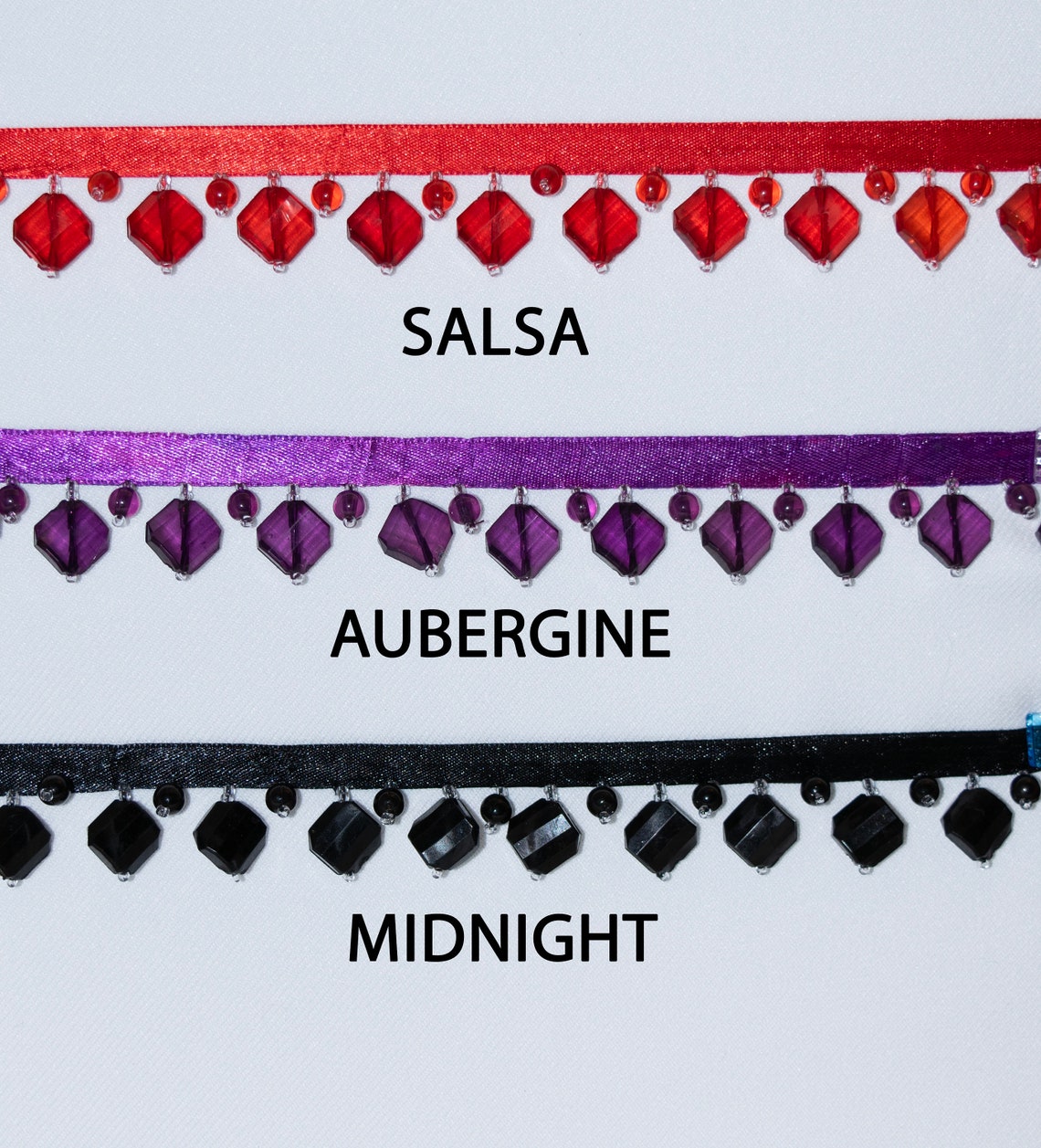 1 Acrylic Beaded Fringe Trim W/ Accent Seed Beads. From Early 2000s. by ...