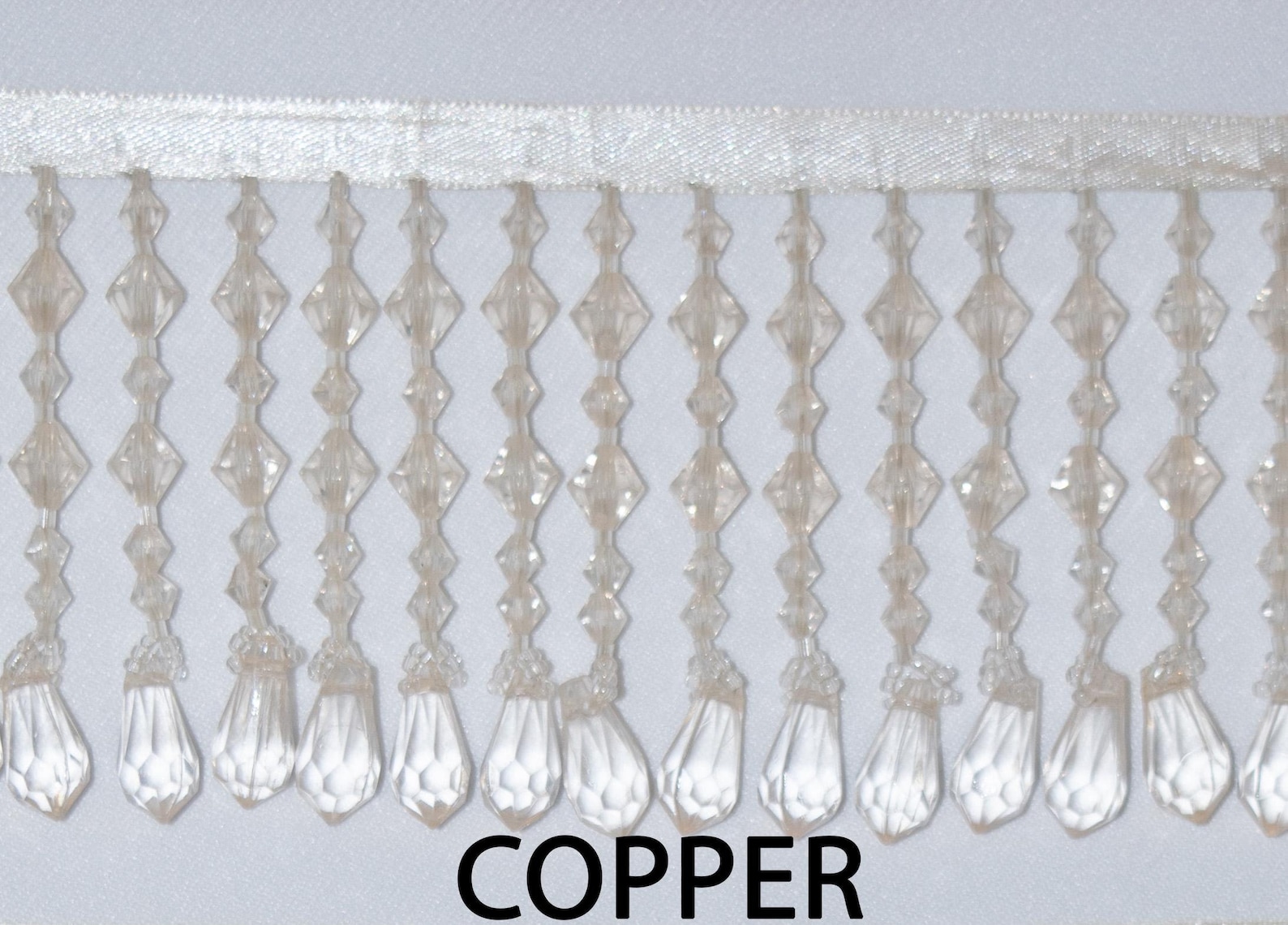 2 7/8" Acrylic Bead Fringe Trim W/teardrop&diamond Shape Beads. Early ...