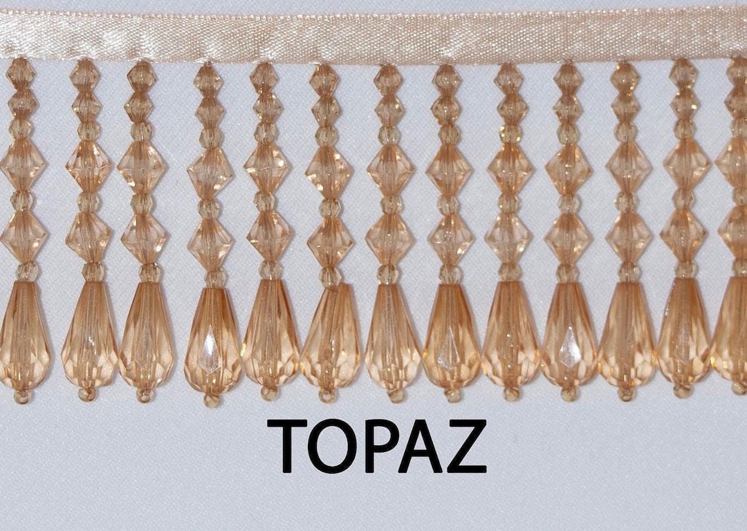 2 1/2" Acrylic Bead Fringe Trim W/teardrop&diamond Shape Beads. Early ...