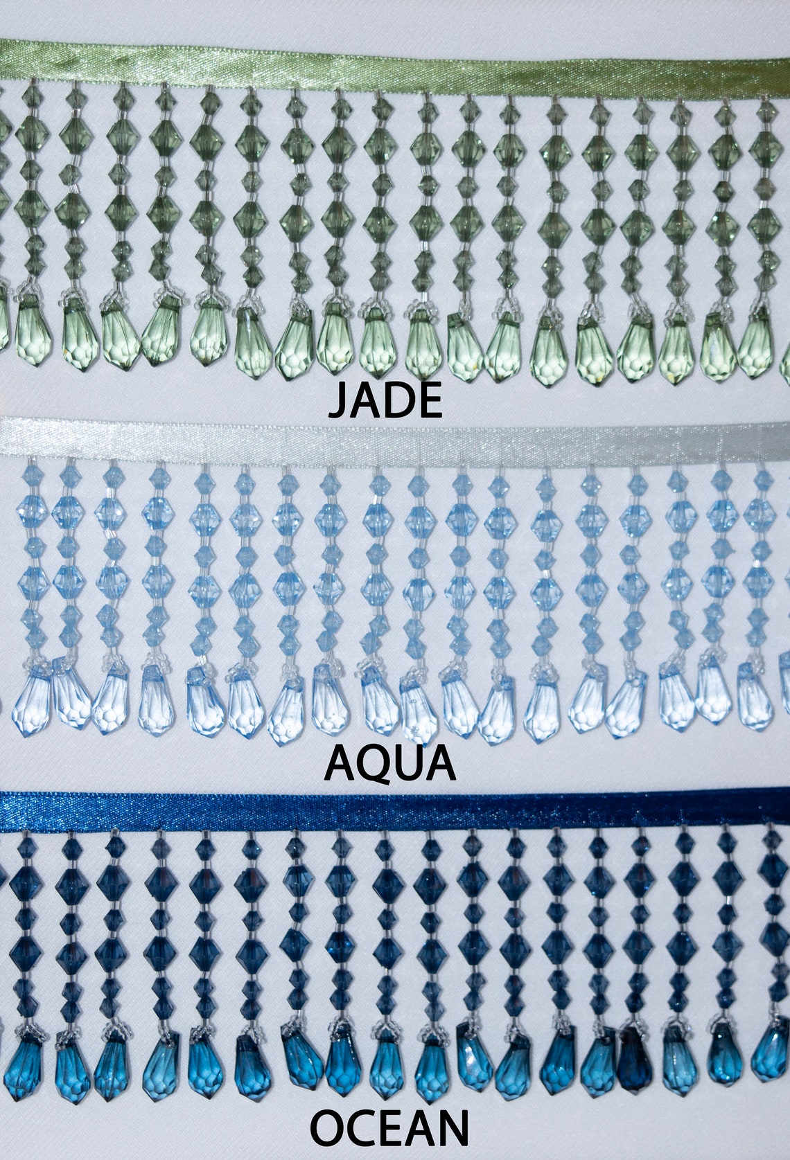2 7/8" Acrylic Bead Fringe Trim W/teardrop&diamond Shape Beads. Early ...